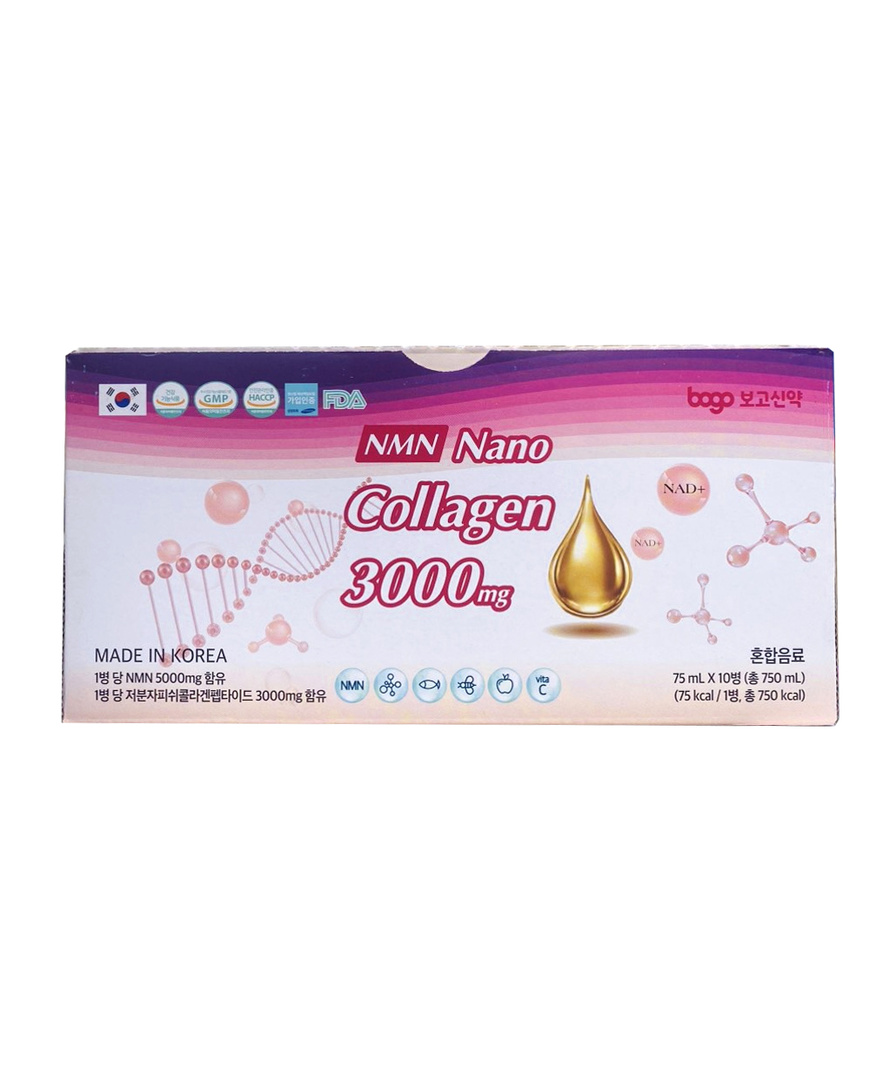 NMN Nano Collagen 3000mg - Combo 3 Hộp Nước Uống Trẻ Hoá Da Hàn Quốc ...